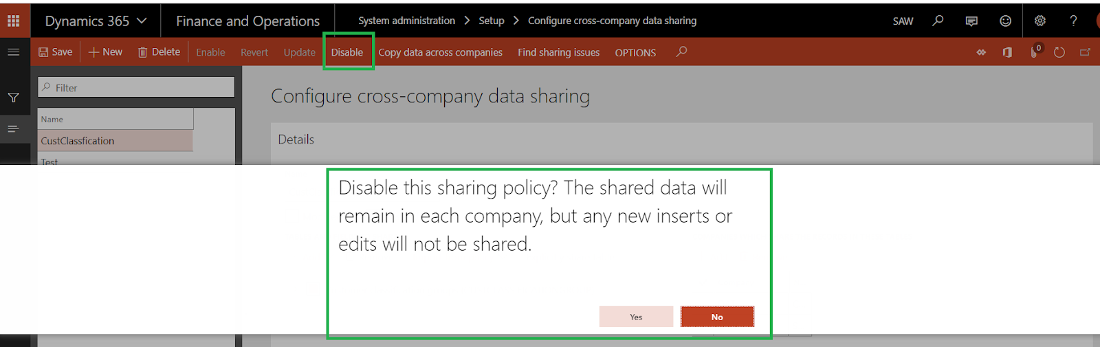 How to enable Cross-Company Data Sharing in Dynamics 365?