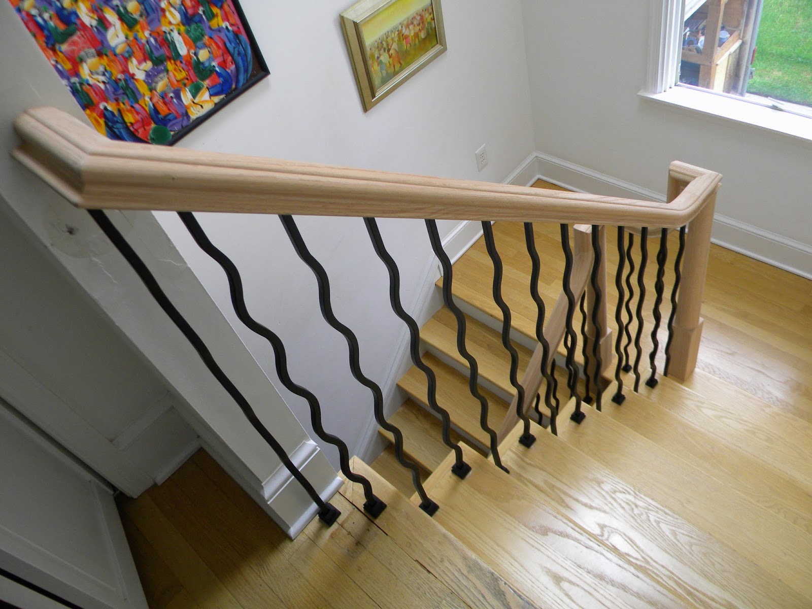 Wood Stairs and Rails and Iron Balusters: Wavy Iron Balusters Ocean City NJ