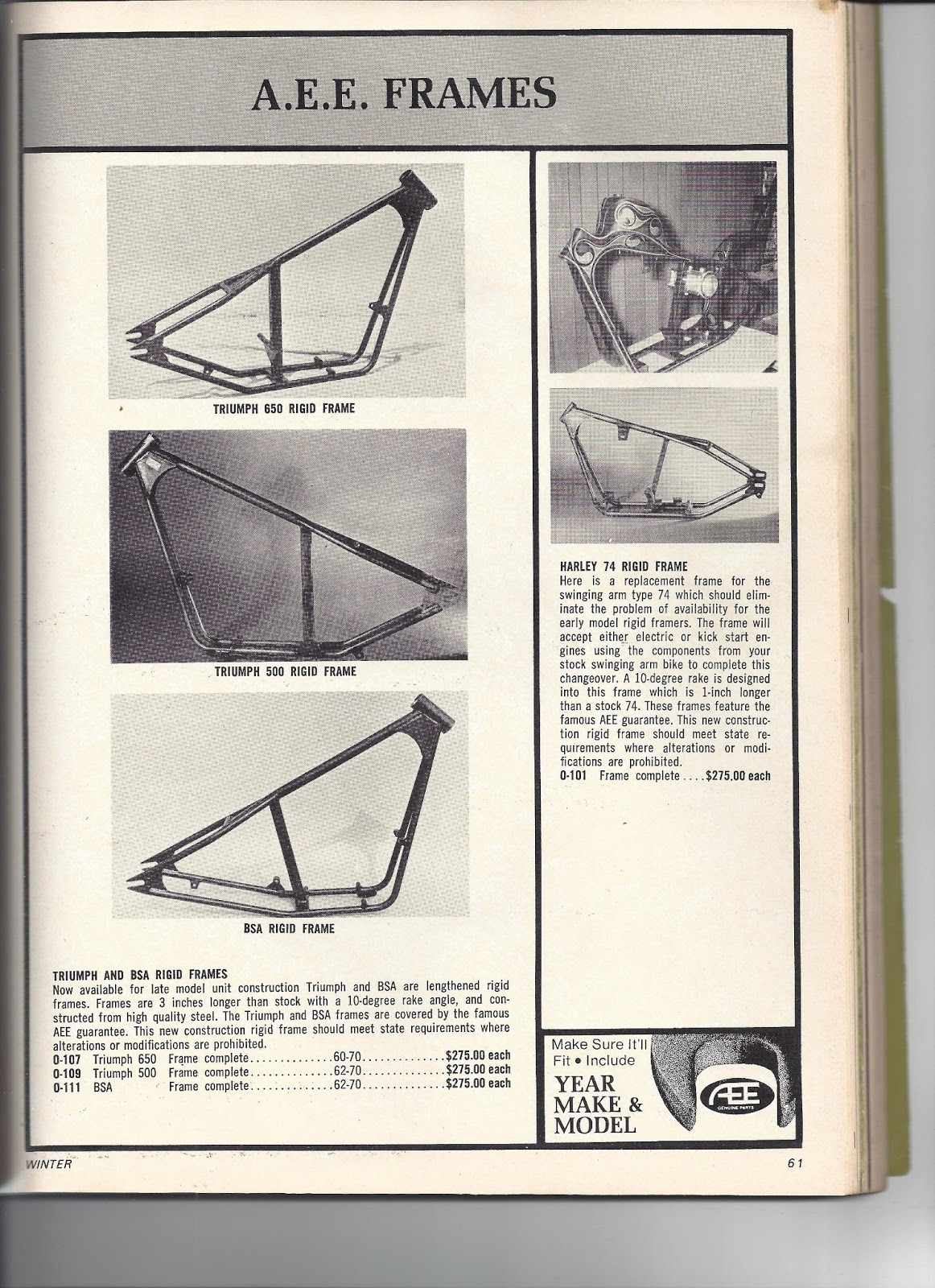 Schuchert Motor Sales: Triumph BSA 650 500 AEE Choppers Frame