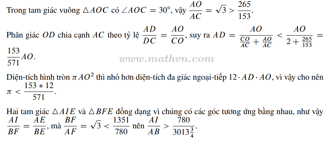 Cách ước lượng giá trị số pi của Acsimet (Archimedes) - Toán Học Việt Nam