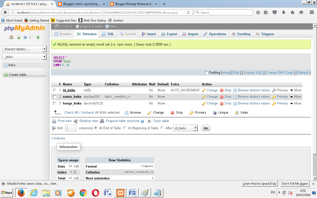 Tutorial membuat tabel dengan PHP MY ADMIN