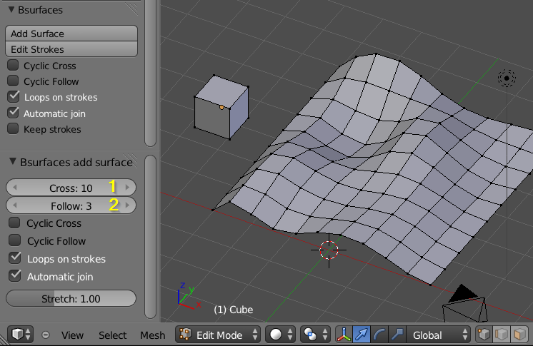 Blender 2.69 Addon : Bsurfaces 基本操作