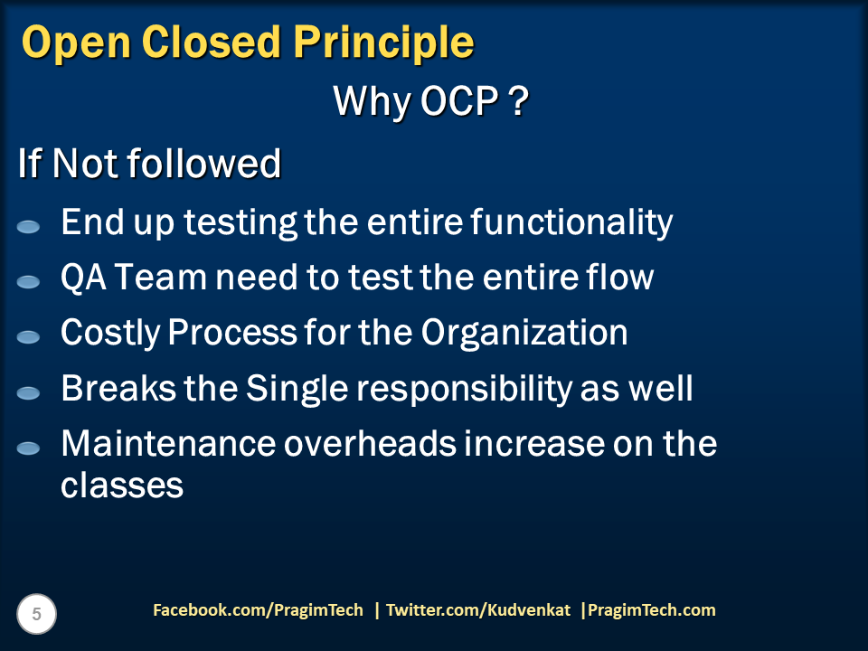 Sql server, .net and c# video tutorial: Open Closed Principle - Slides