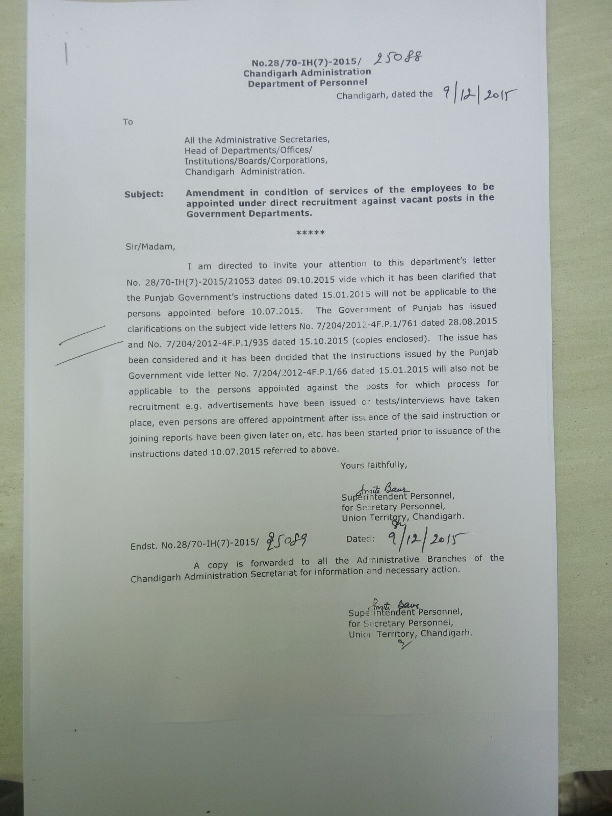 Punjab Govt. Notifications, Acts, Letters, RTI Reply