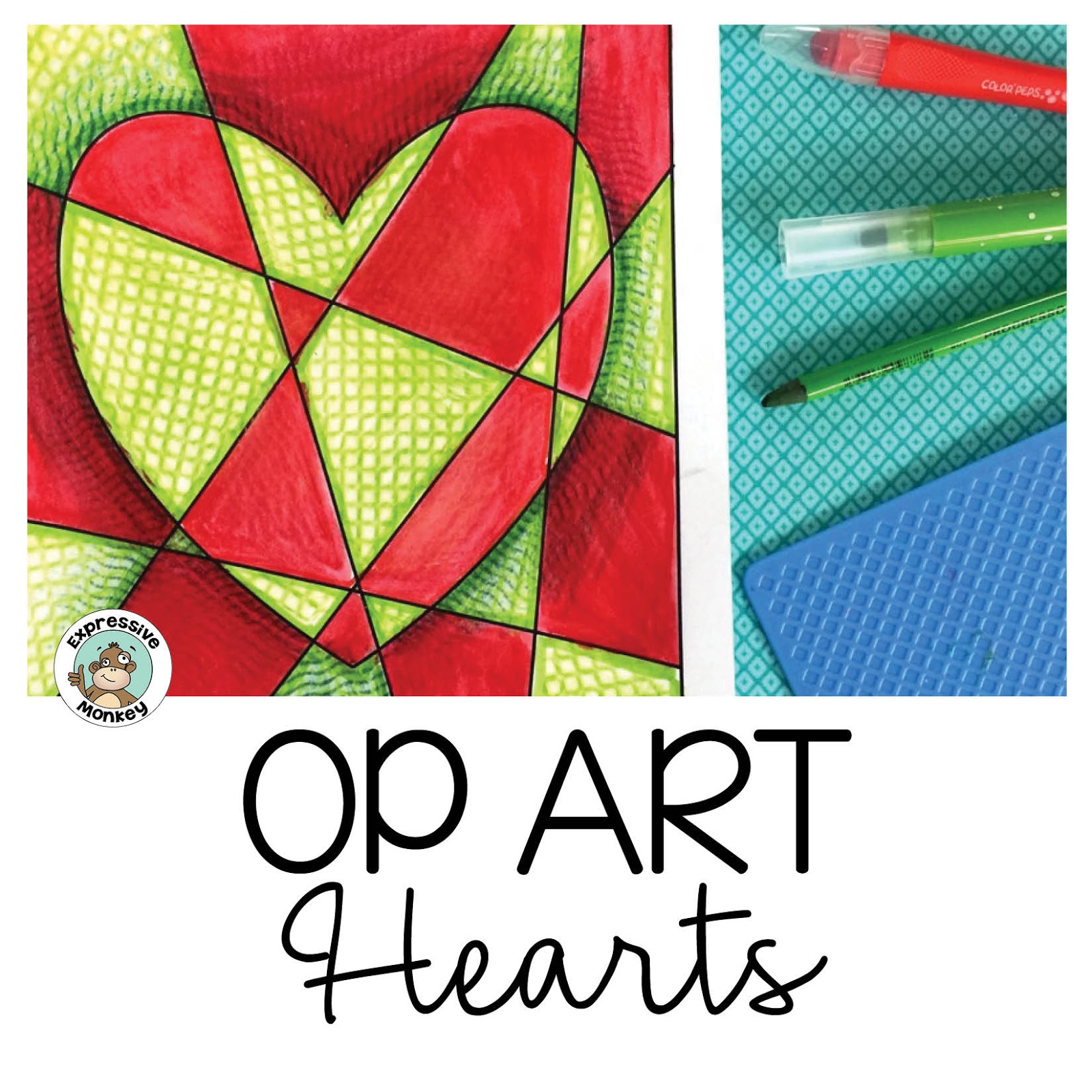 Op Art Heart Techniques | Expressive Monkey