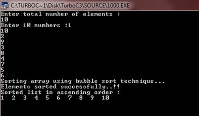 C++ Programming Code for Bubble Sort.