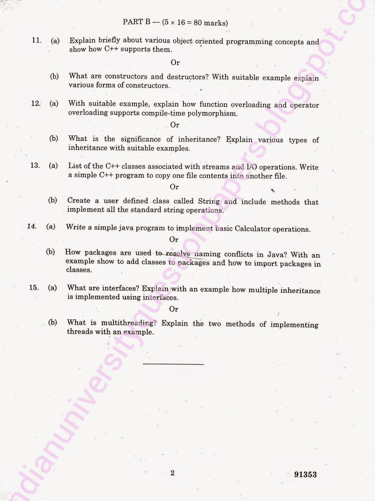Object Oriented Programming Cs 2311 Cs 59 10133 Ee 604 10133 Cs 304 Anna University Be Eee 3887