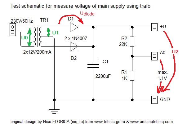 Arduino tehNiq: Measuring AC Main Supply Voltage with Arduino