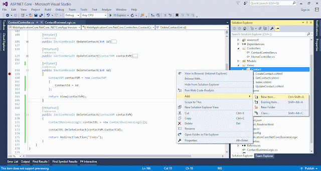 Asp Core 1 0 Mvc Application Exploring Core Crud