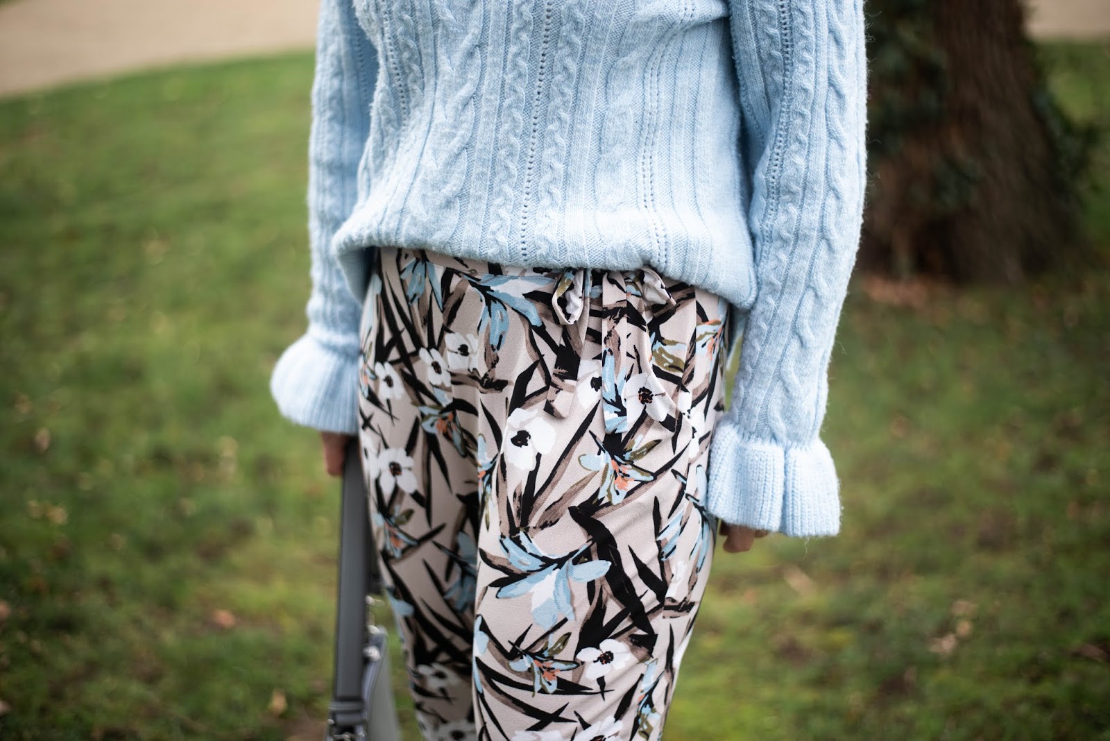 TK Maxx Floral Trousers with Feminine Frills & Ivory boots # ...