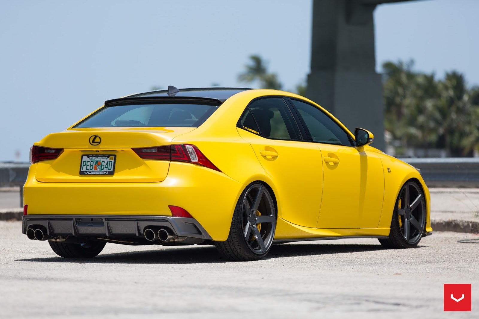 SouLSteer.com: Yellow Lexus IS 350 luxury car gets black Vossen Wheels