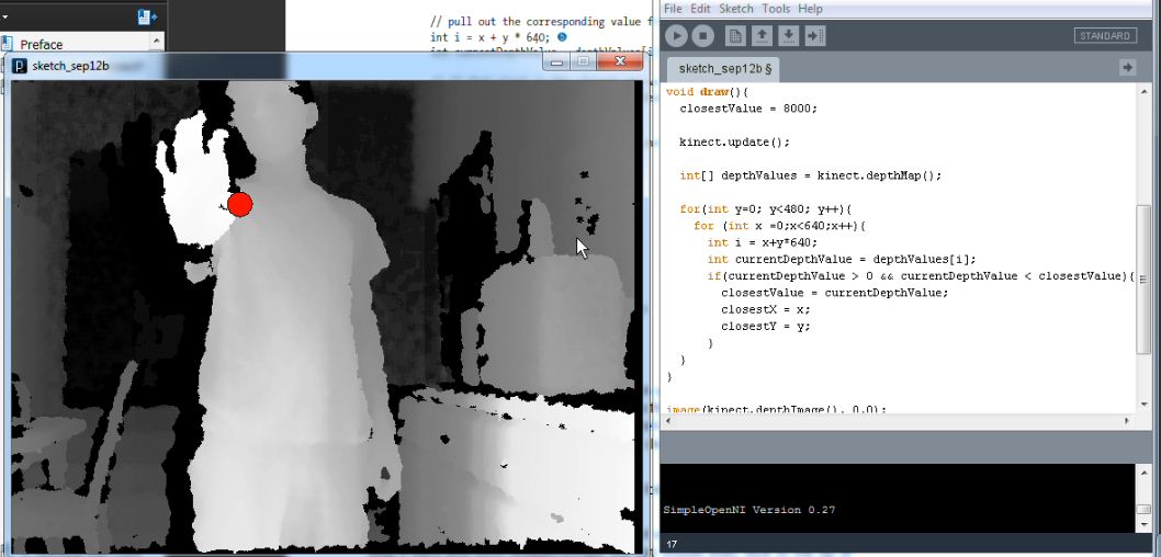 Developer: Punto mas cercano con Kinect y Processing