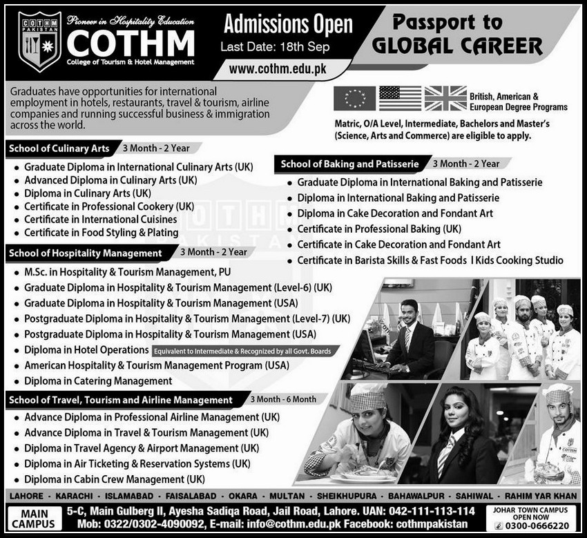 COTHM Lahore Admissions 2015-16 - Shehar-e-Karachi | News Islam Recipe ...