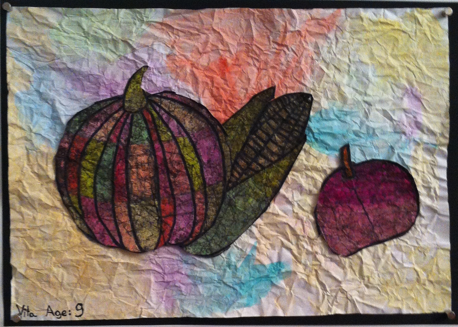 Art Room Britt: Mixed Media Batik Autumn Vegetable Patch