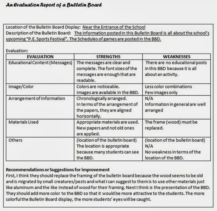 I'm Getting Started: F.S. 5 - Learning Activity 2: Bulletin Board Display