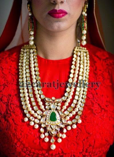 Polki Bridal Haar with Pearls - Jewellery Designs