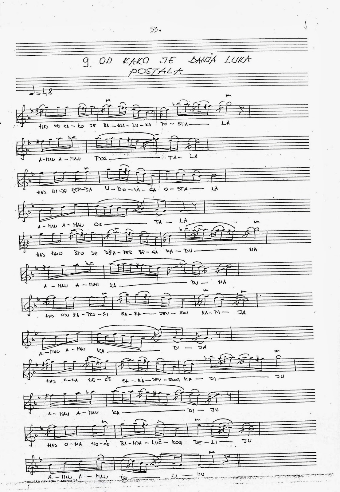 SEVDALINKE: Notni zapisi sevdalinki (I dio). U: Azra Pašić: Muzičko ...