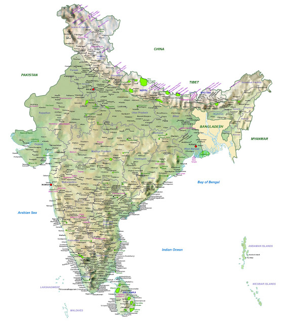 India - Peta geografis India
