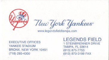 The Prowling Cat: Biz Cards The Collection- New York Yankees, Tampa Bay ...