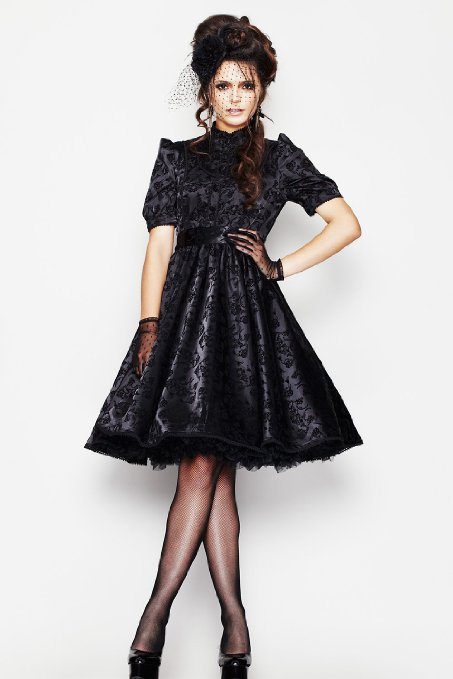 Gothic Black Flocked Taffeta Victorian Steampunk Opeth Dress | Handmade ...