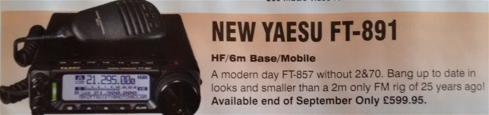 Delboy's Radio Blog: Yaesu FT-891 UK Price Revealed!