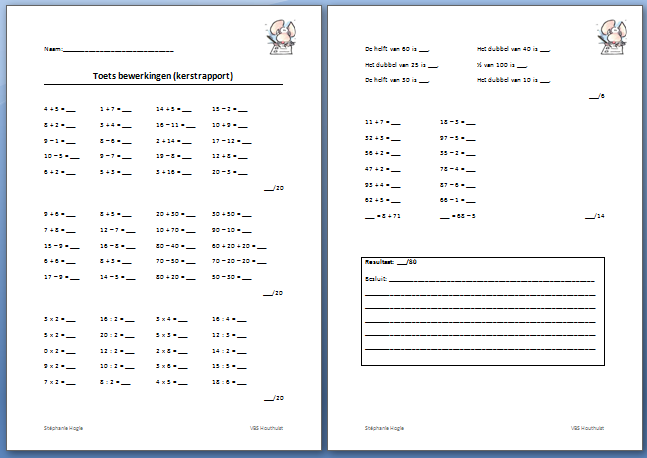 Gietjes Corner: Toets bewerkingen voor het kerstrapport