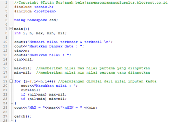 Program untuk Menentukan Nilai Terbesar dan Terkecil Menggunakan C++ ...