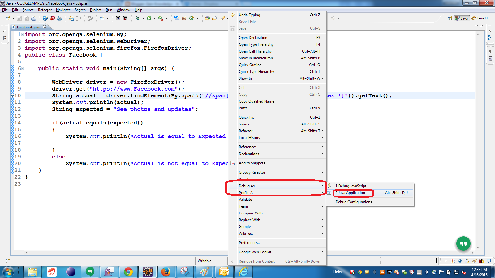 Gain Knowledge!!: Selenium WebDriver- Debugging Code (Breakpoints) - Java Debugging with Eclipse
