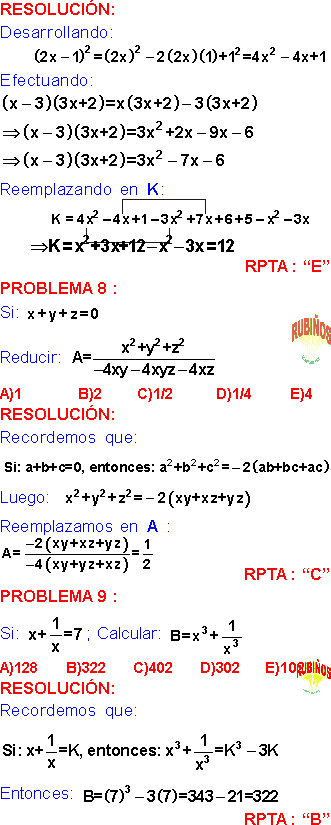PRODUCTOS NOTABLES EJEMPLOS Y PROBLEMAS RESUELTOS