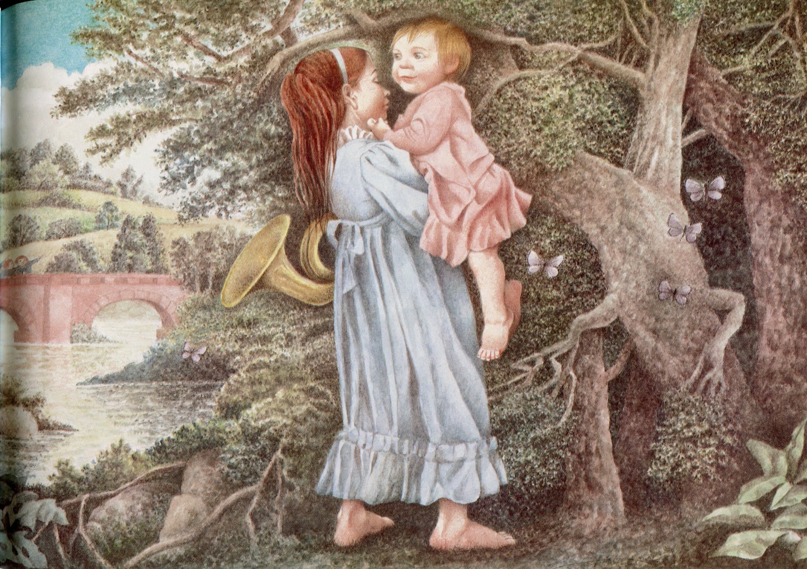 We read it like this: Outside Over There: "But never watched"