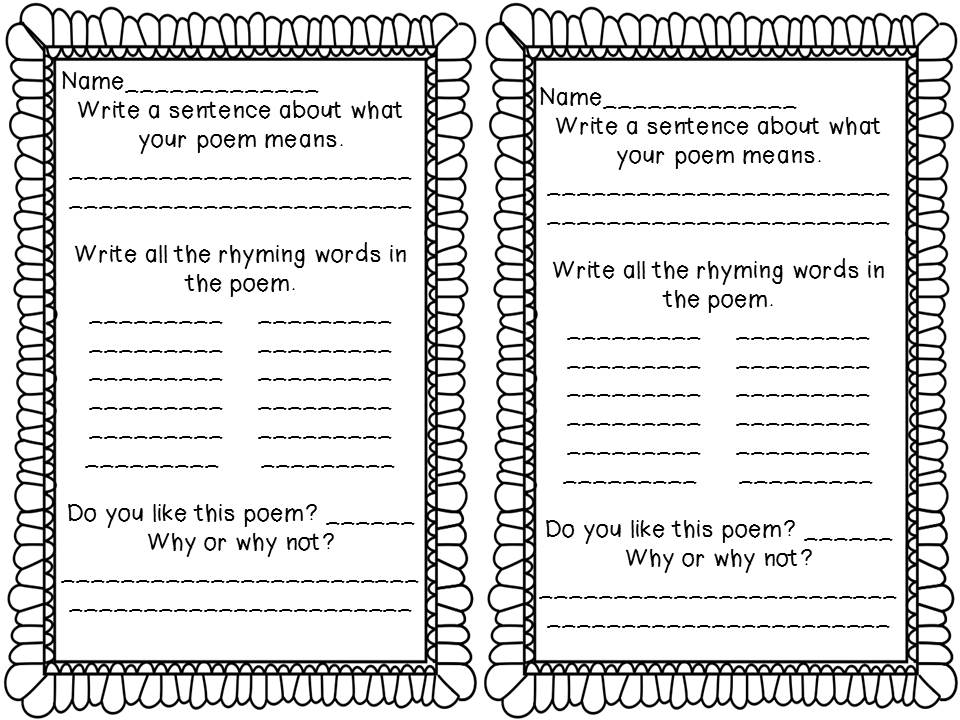 Schoolroom Swag: Free poetry activities