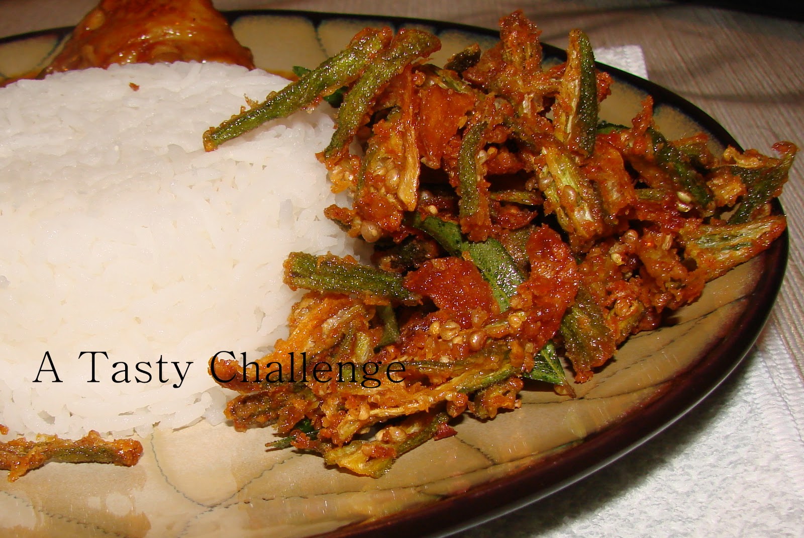 A Tasty Challenge.....: Bhindi/ Lady’s Finger/ Okra/ Vendakka fry