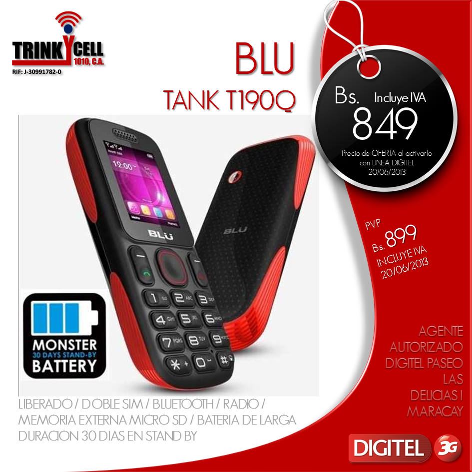BLU TANK T190 ~ TRINKYCELL 1010, C.A.