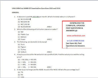 KOKOMEDIA: DOWNLOAD FREE UNILORIN Post UTME PAST QUESTIONS NOW