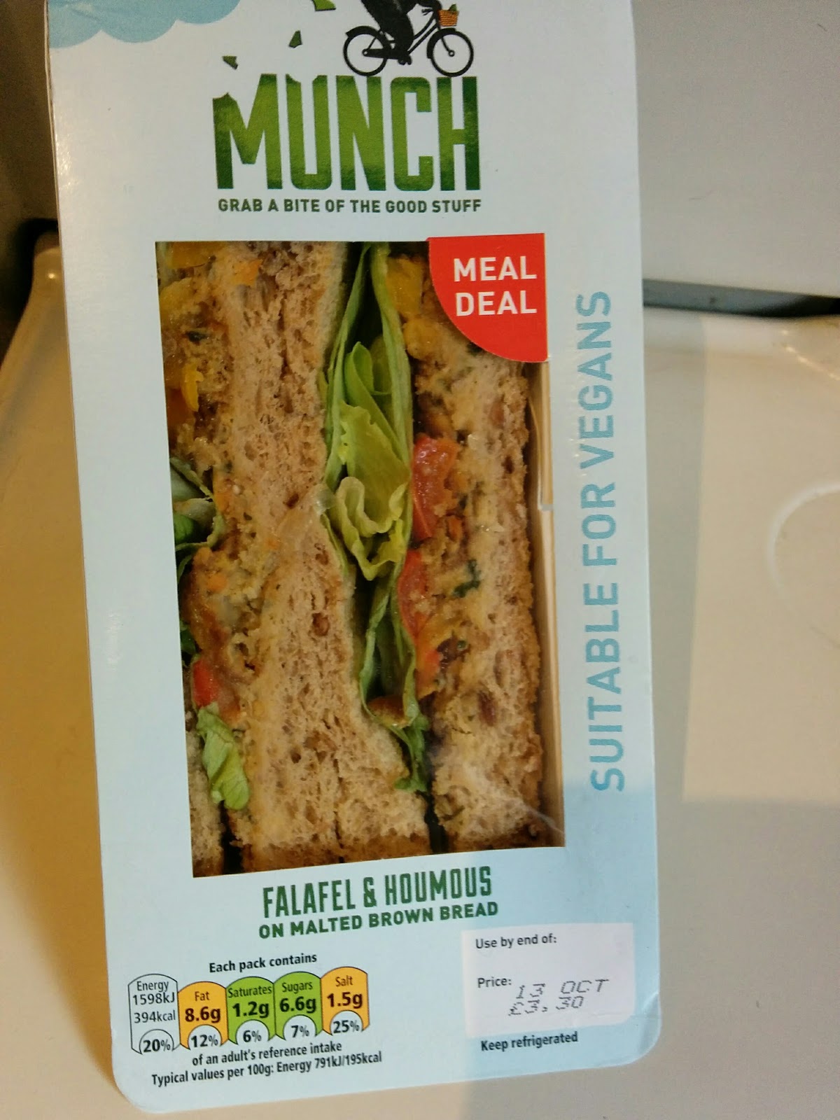 The Excited Eater: Munch Vegan Falafel and Houmous Sandwich