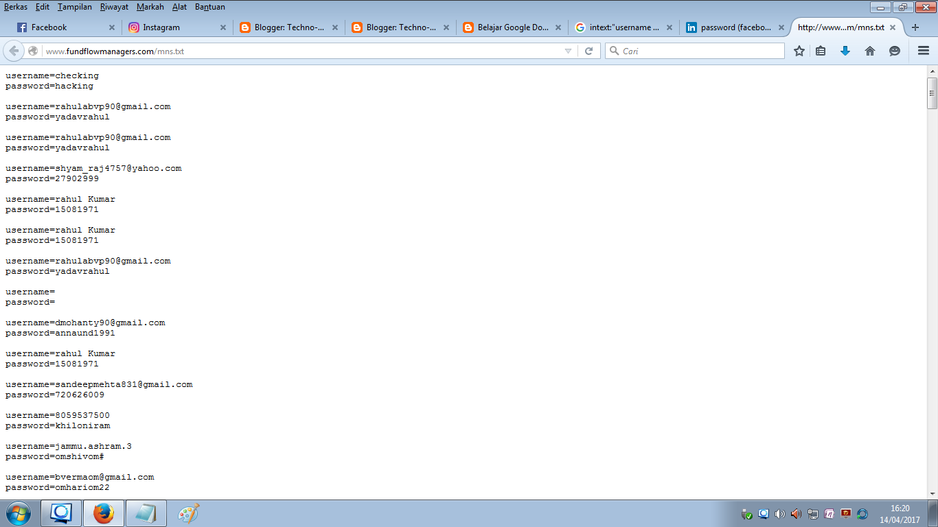 Cara Mencari Username Dan Password Dengan Google