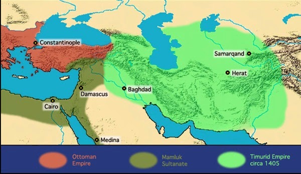 HISTORICAL MAPS: Ottomans - Mamluks - Timurid 1405