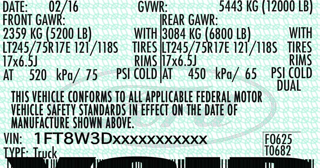 Replacement VIN (vehicle identification number) Stickers: Replace ...