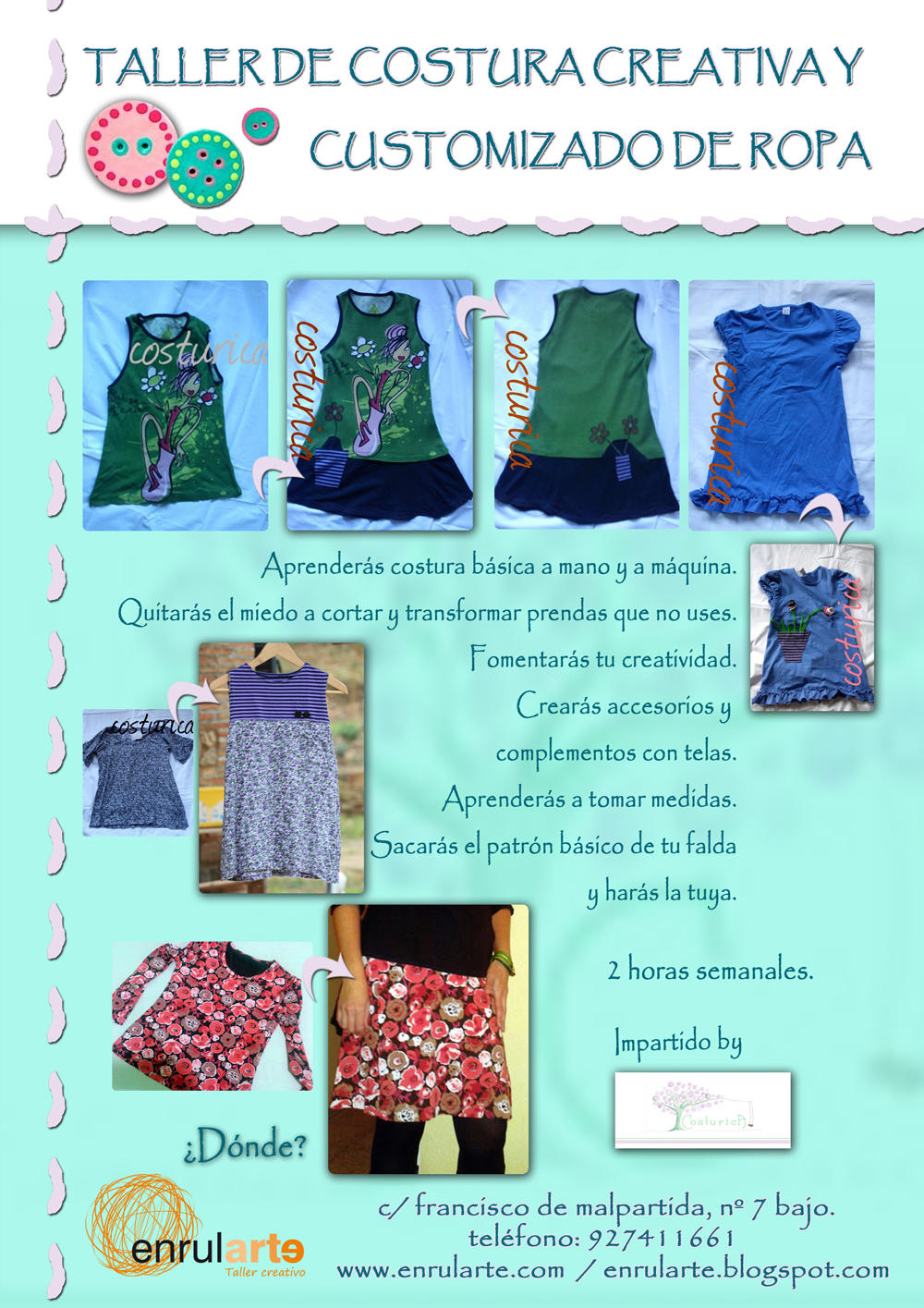 ENRULARTE TALLER CREATIVO: COSTURA CREATIVA Y CUSTOMIZADO DE ROPA