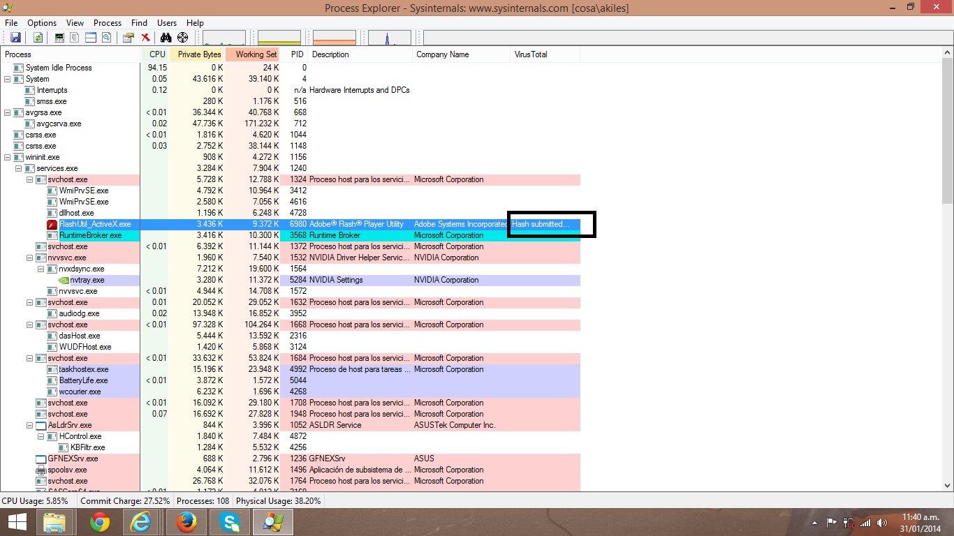 hackendemoniado: Process Explorer v16.0 + VIRUS TOTAL