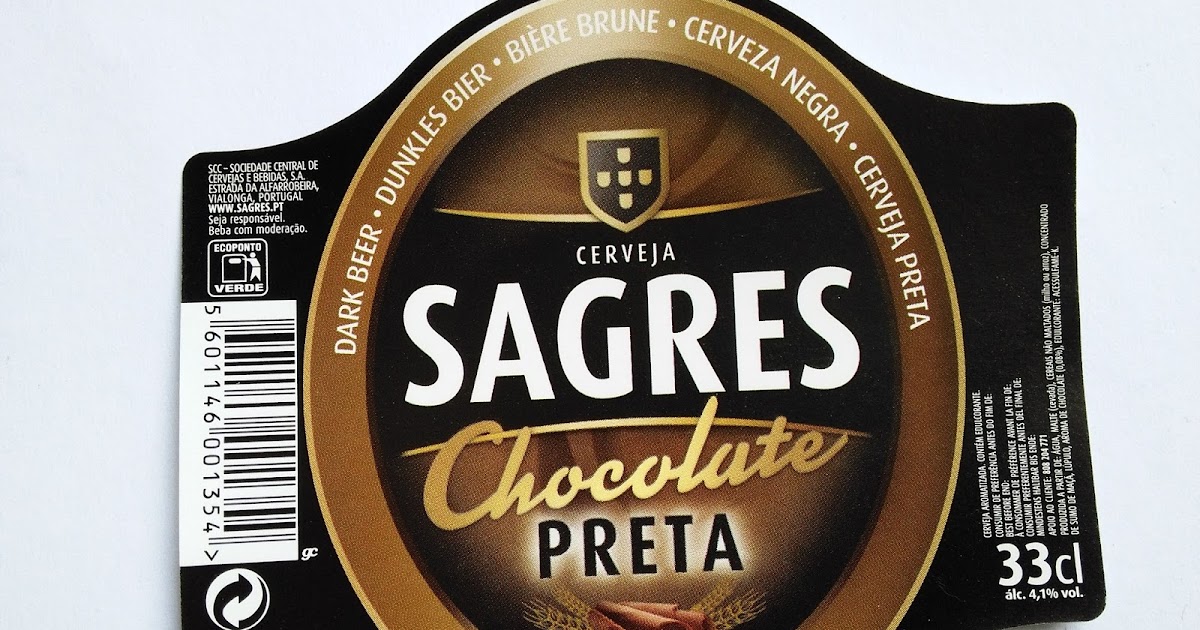 Bazar do Coleccionador: Rótulo Cerveja Sagres Preta Chocolate 33cl