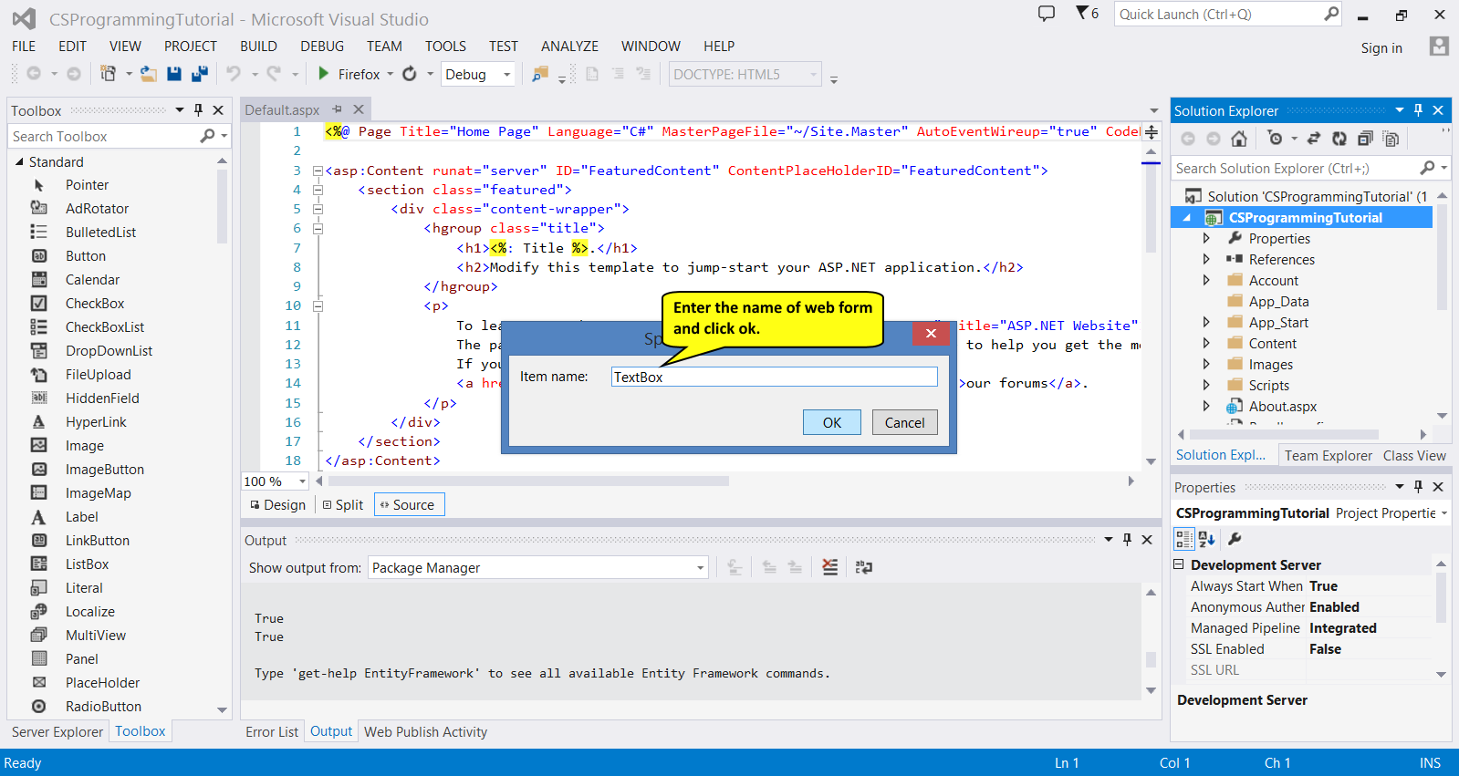 Getting started with Asp.net controls