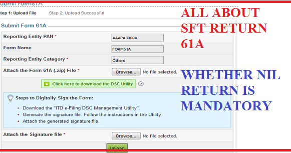 Specified Financial Transactions(SFT) 61A- Nil Report Mandatory ...