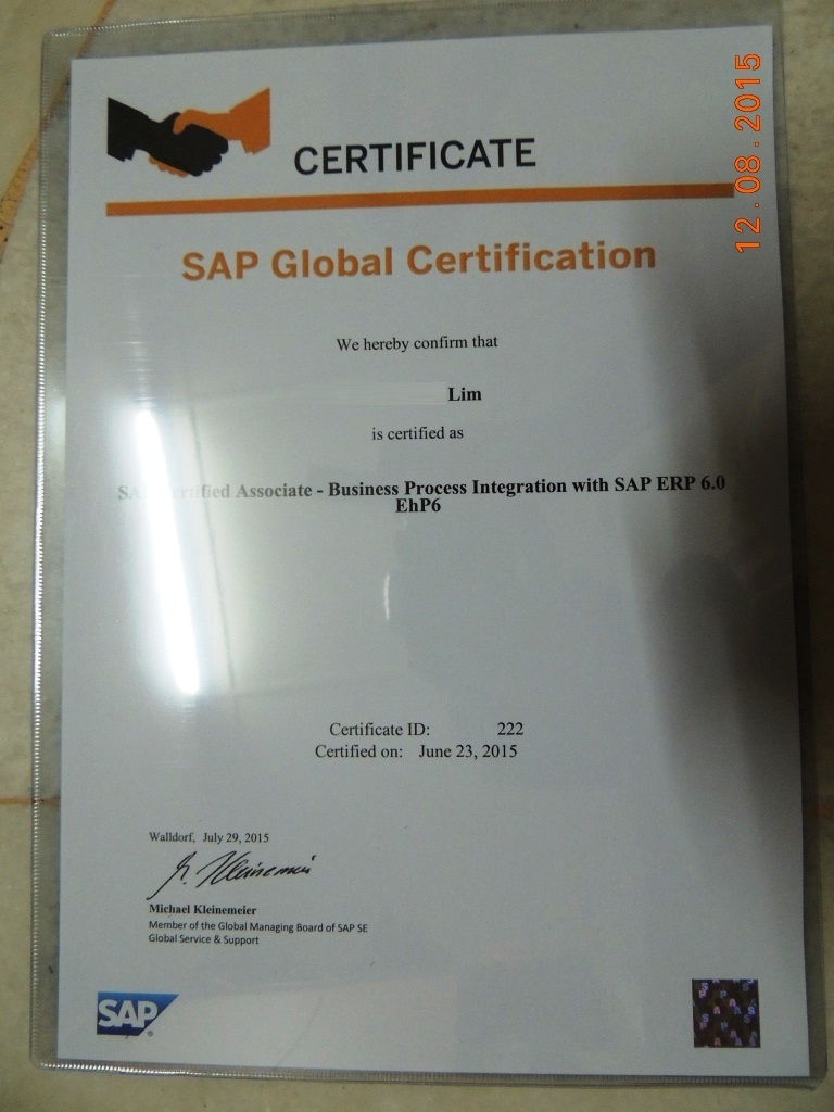 Ayam finally get Original SAP Certificate! RM200K