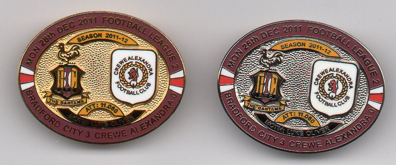 Crewe Alexandra Football Club pin badges: 2012