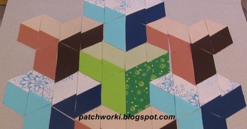 Patchworkowe wariacje: Patchwork 3 D Roll of the Dice - tutorial