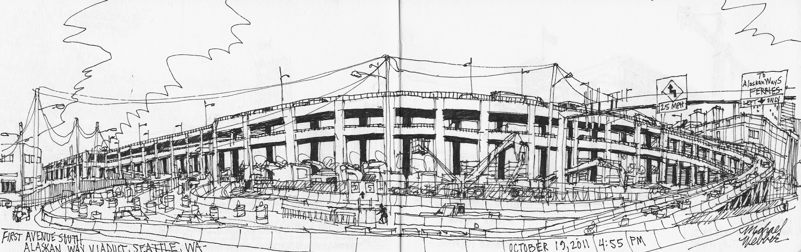Urban Sketchers Seattle: Alaskan Way Viaduct