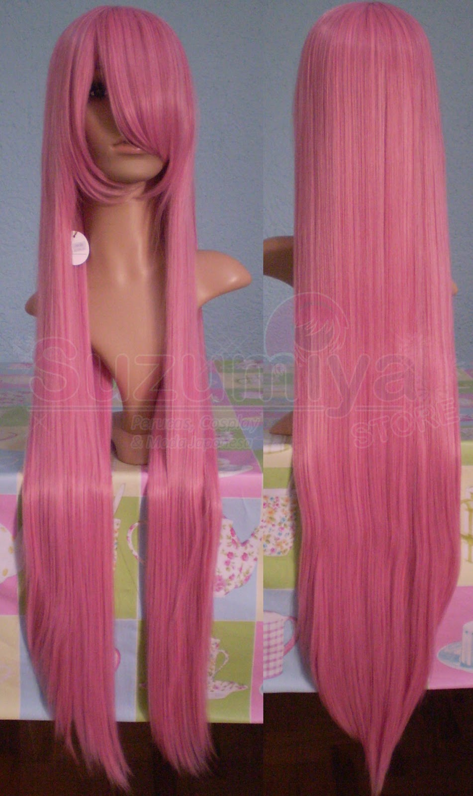 Suzumiya Store ®: Peruca Rosa Mixada Lisa Longa 100CM - VENDIDA