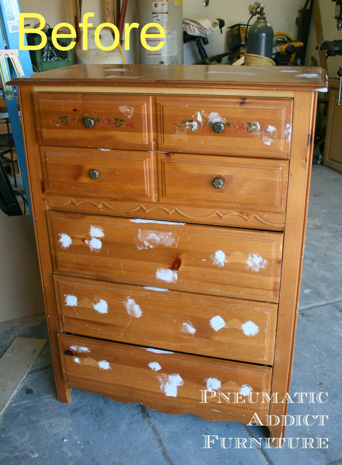 Bold Make-Over: Striped Teal Chest of Drawers | Pneumatic Addict