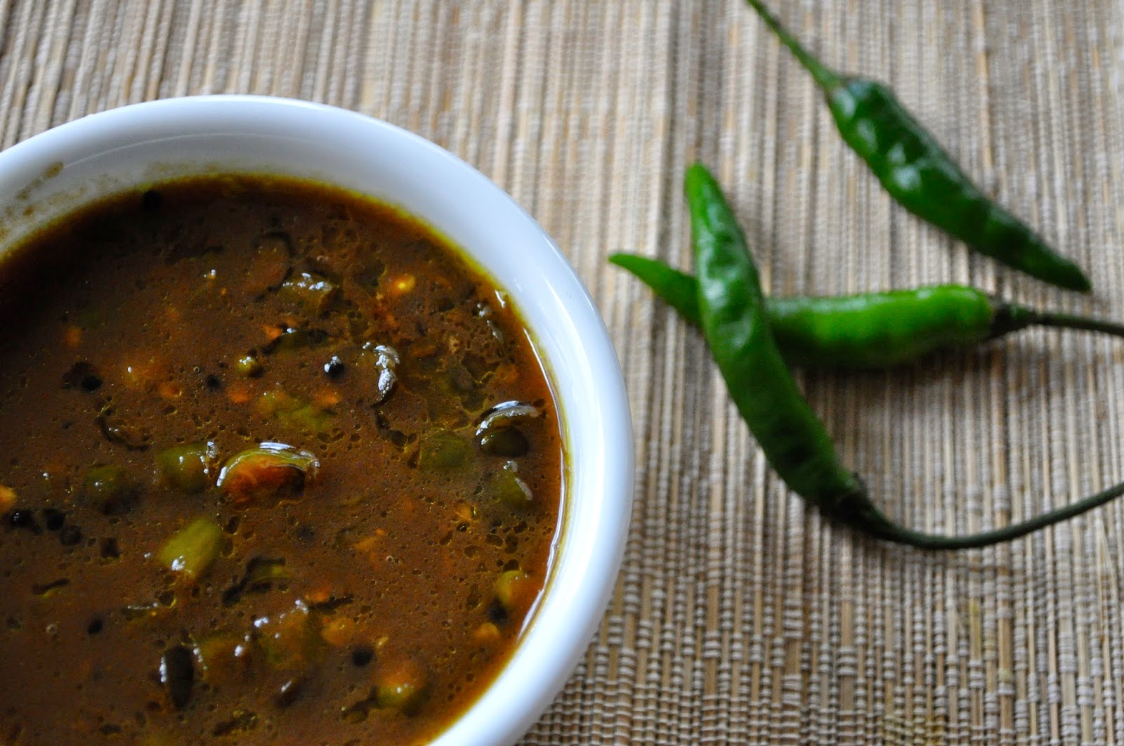 Cooking with Meena: Puli Milagai (Green Chilies and Tamarind Chutney)